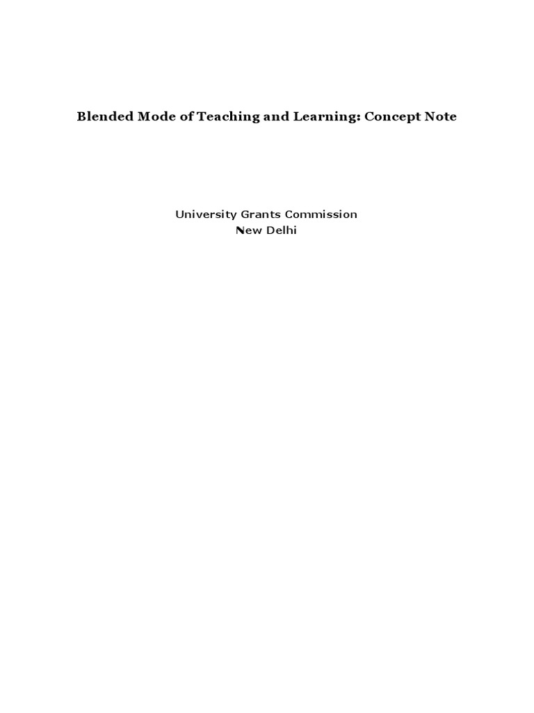 Concept Note Blended Mode of Teaching and Learning | PDF | Educational ...