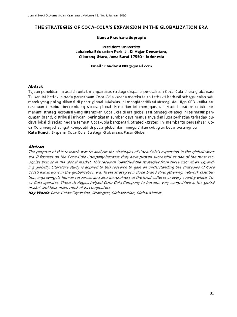 The Strategies of Coca-Cola'S Expansion in The Globalization Era | PDF ...