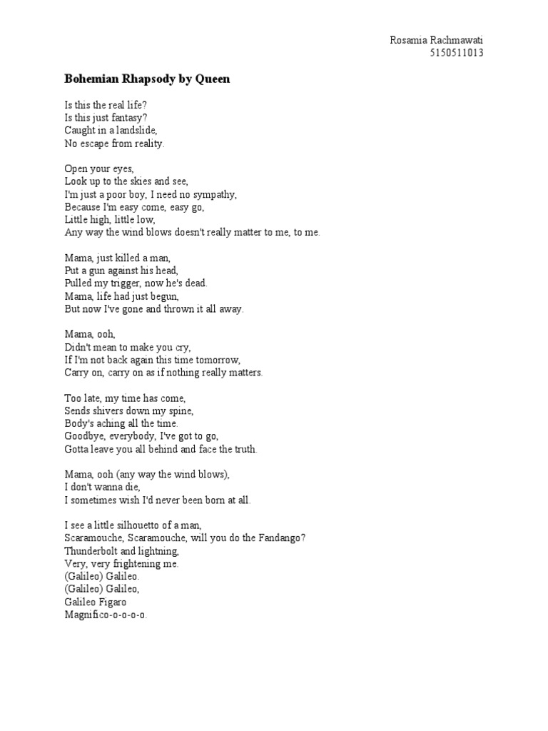 Bohemian Rhapsody | PDF | Satan