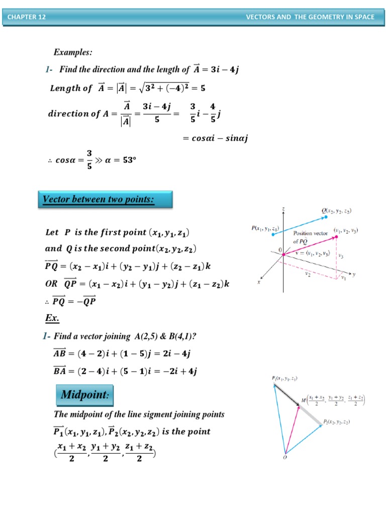 Midpoint: Vector Between Two Points | PDF | Mathematical Analysis ...