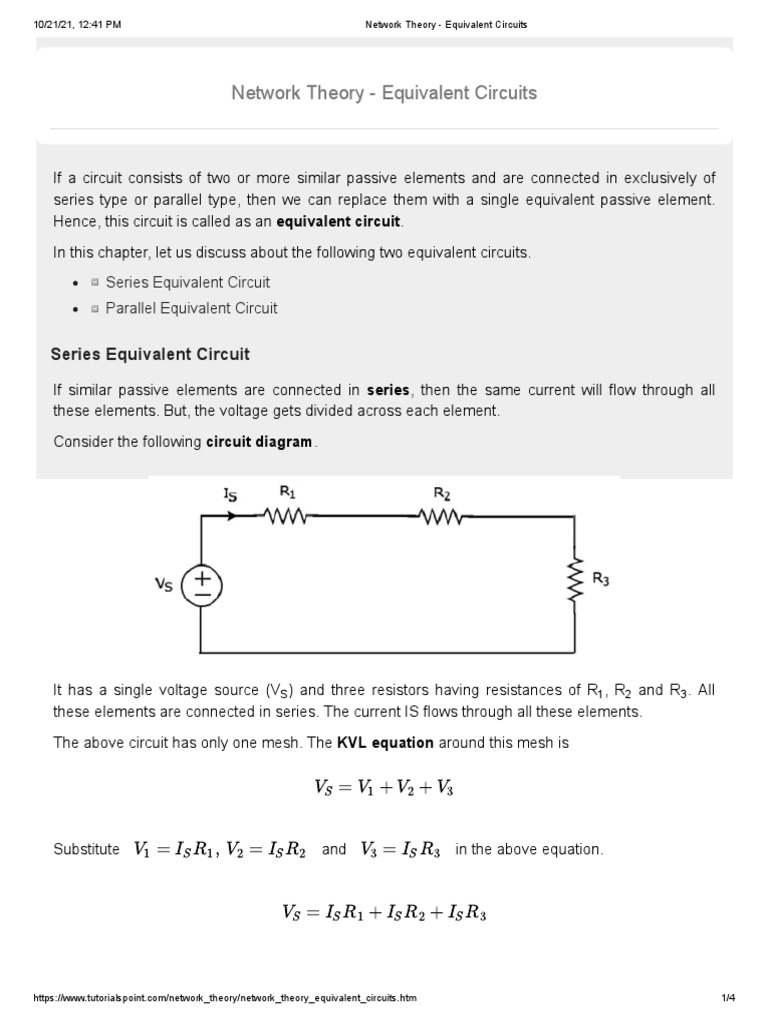 Network Theory - Equivalent Circuits | PDF | Electrical Network ...
