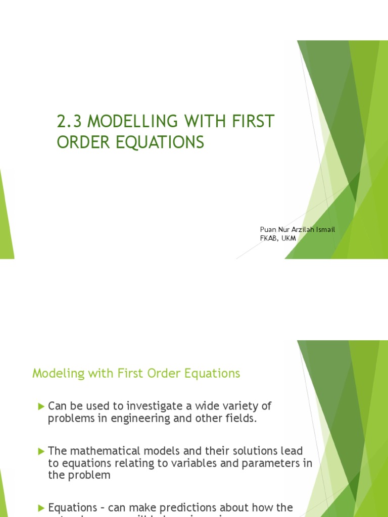 2.3 Modeling With First Order Equations | PDF | Mathematical Model ...