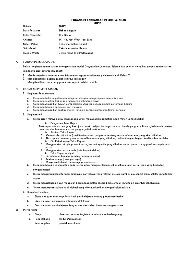 Text Report Kls 9 | PDF