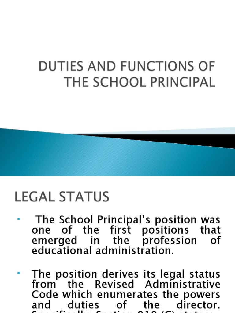Duties and Functions of The School Principal | PDF | Teachers | Governance