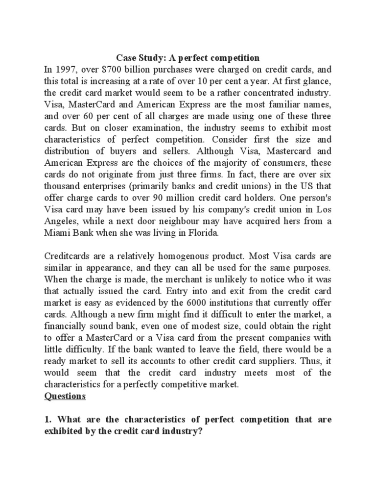 Case Study A Perfect Competition (Credit Cards) | PDF | Credit Card ...