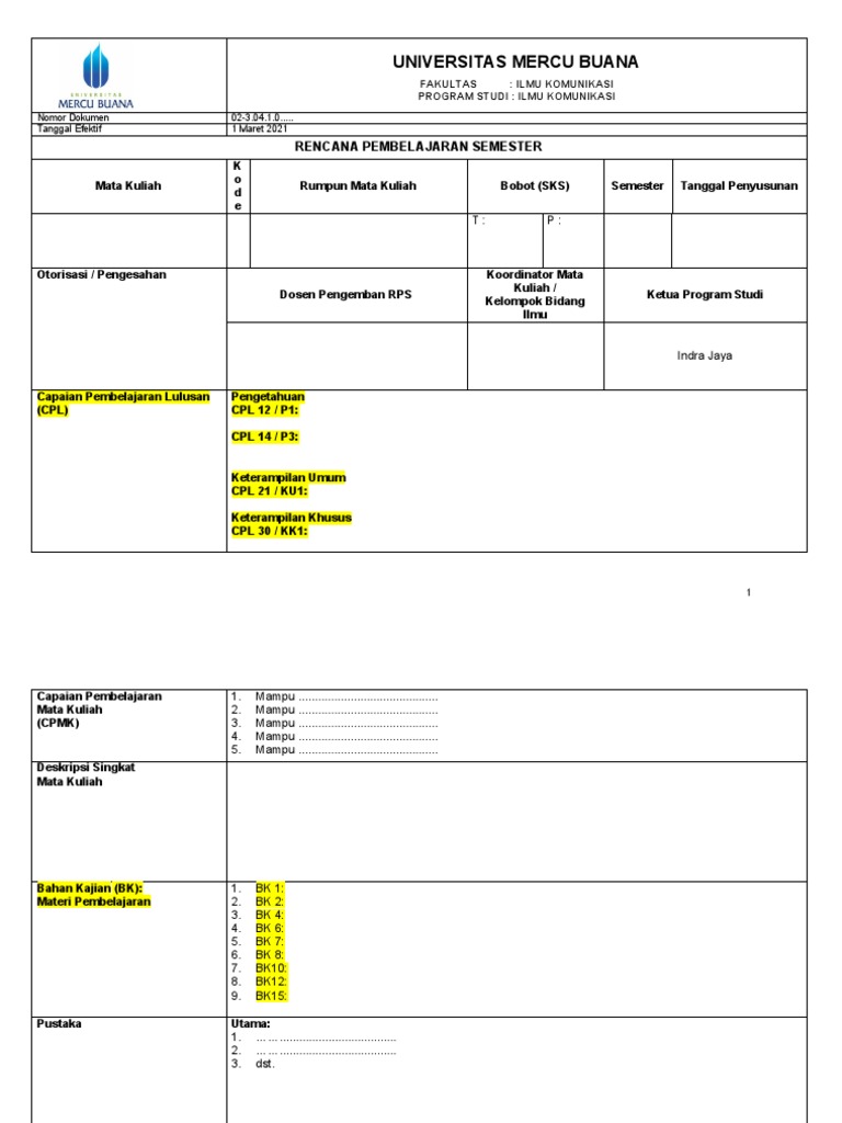 Template RPS OBE 2019 - Final | PDF