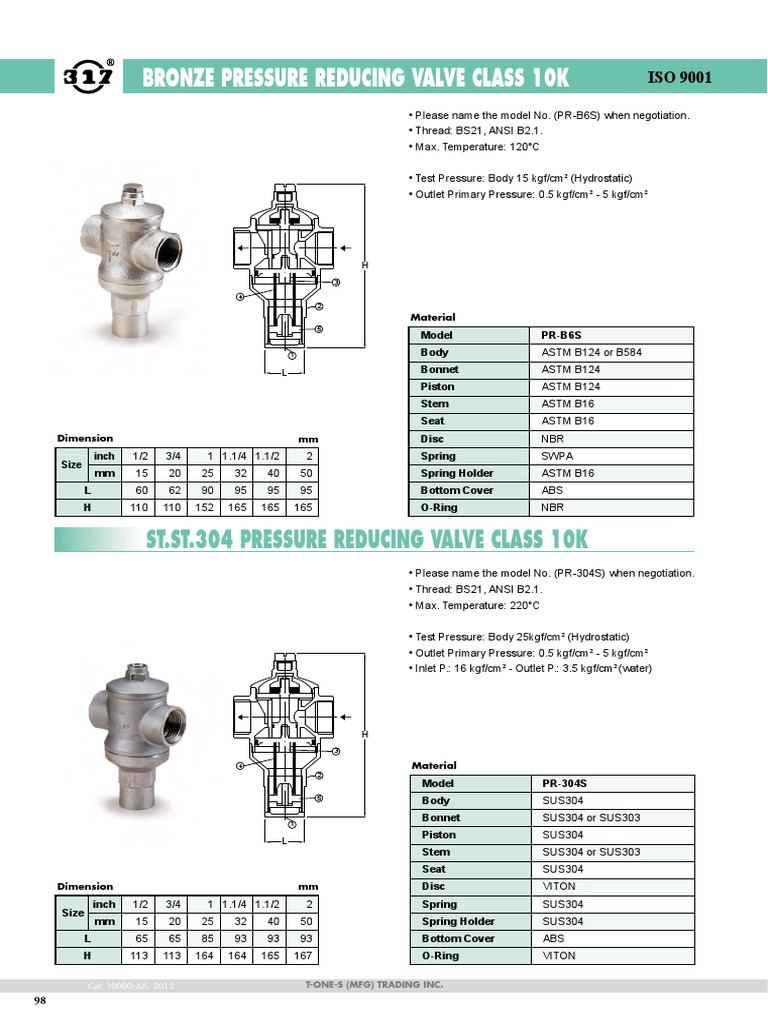 Bronze and Stainless Steel Reducing Valves | PDF | Valve | Manufactured ...