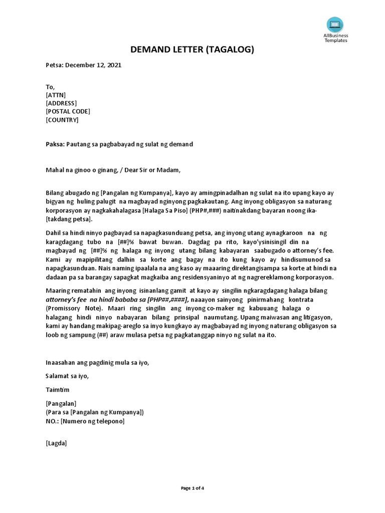 Promissory Note Tagalog | PDF