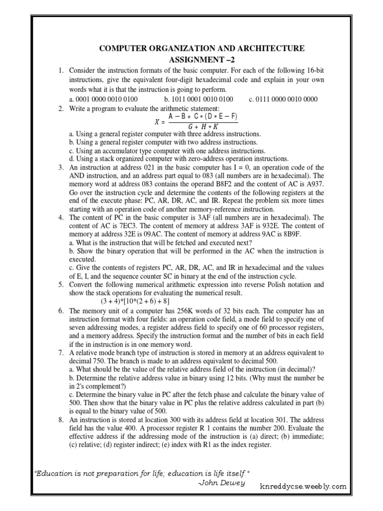 Computer Organization and Architecture Assignment - 2 | PDF | Computing ...