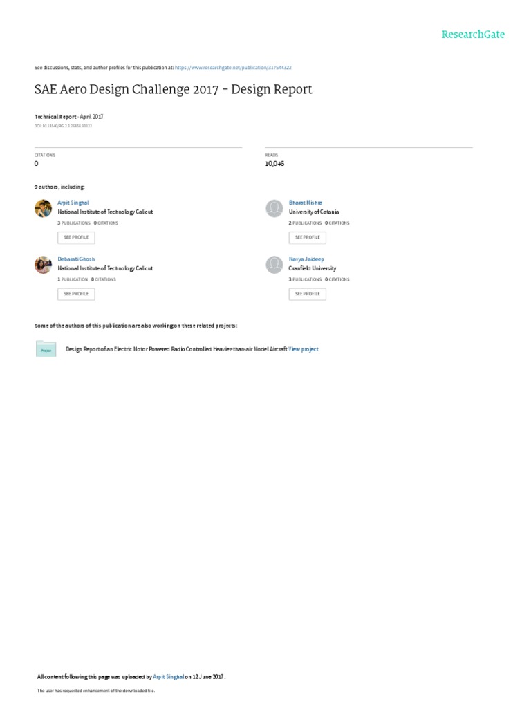 NIT Calicut SAE Aero Design Report | PDF | Lift (Force) | Airfoil