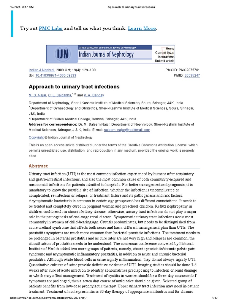 Approach To Urinary Tract Infections | PDF | Urinary Tract Infection ...