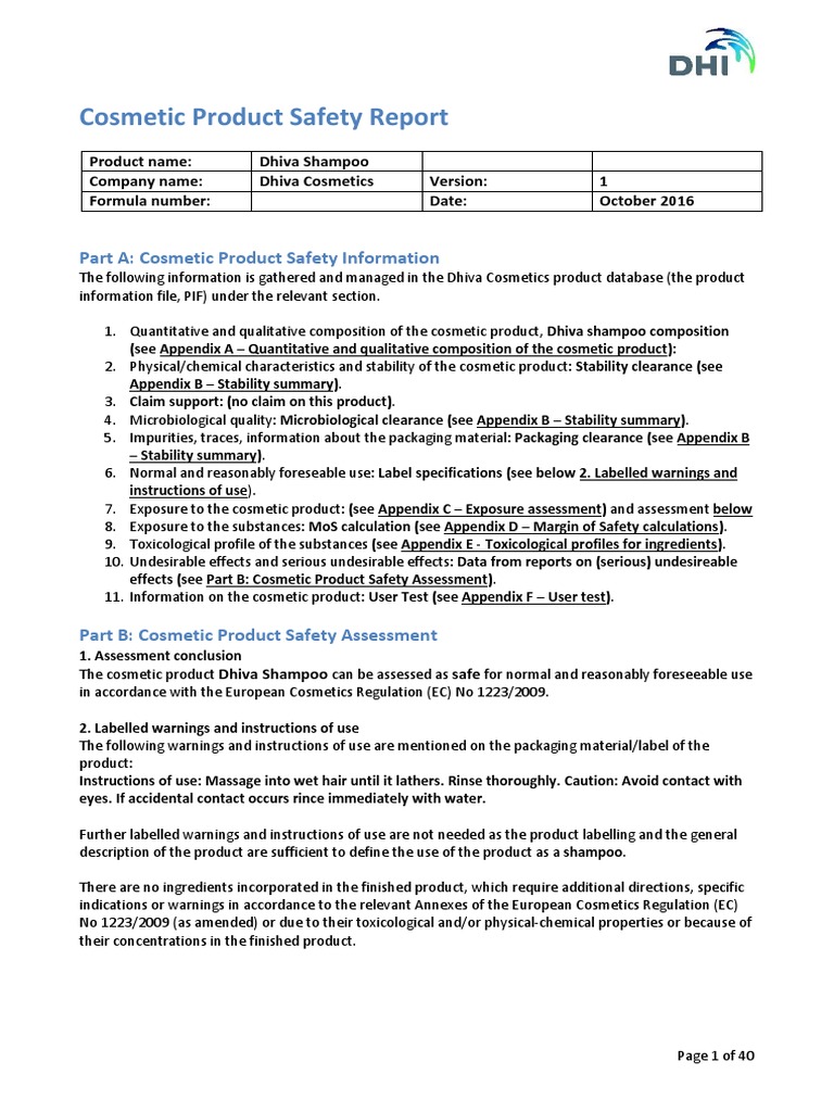 Part A: Cosmetic Product Safety Information | PDF | Glycerol | Toxicity