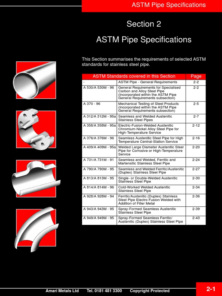 ASTM Pipe Specifications | PDF | Pipe (Fluid Conveyance) | Stainless Steel