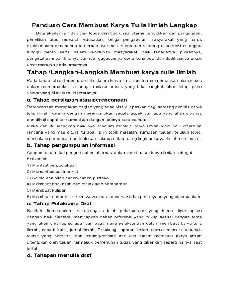 Panduan Cara Membuat Karya Tulis Ilmiah Lengkap | PDF | Seni Panduan Cara Membuat Karya Tulis Ilmiah Lengkap | PDF | Seni