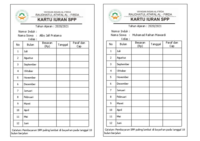 Desain Master Kartu SPP | PDF