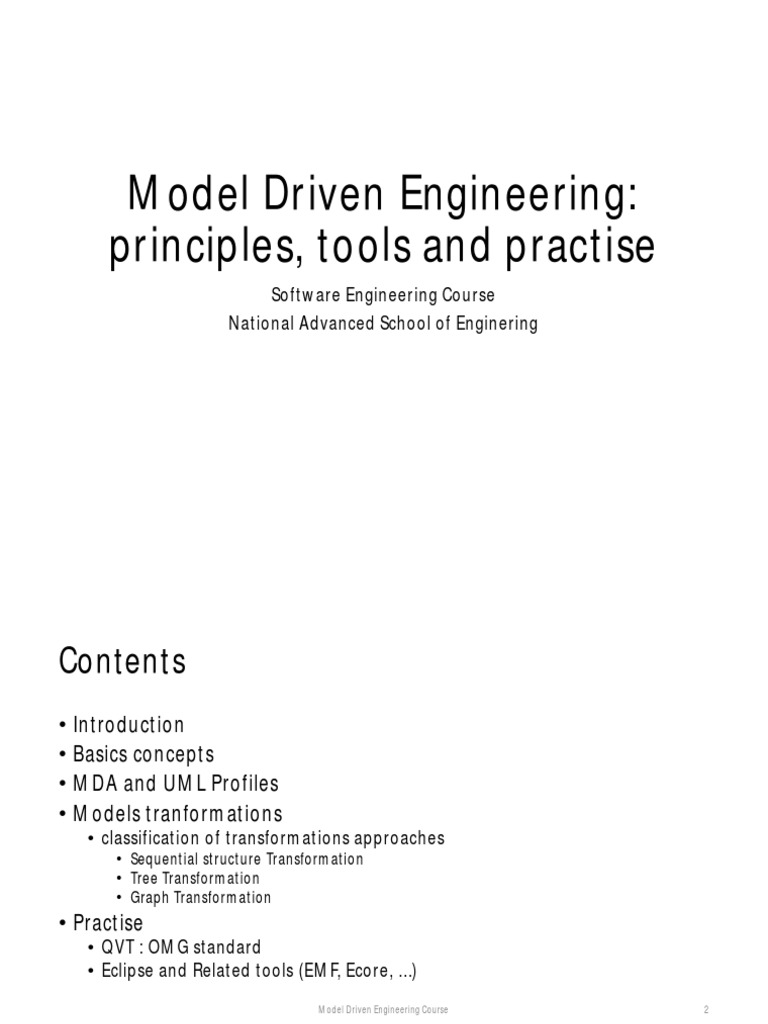 Model Driven Engineering: Principles, Tools and Practise | PDF ...