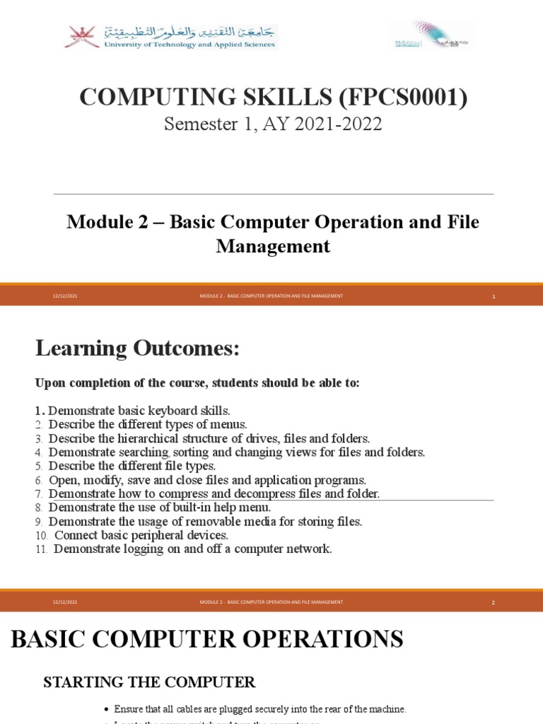 Module 2 - Basic Comp Op and File MGT | PDF | Computer File | Icon ...