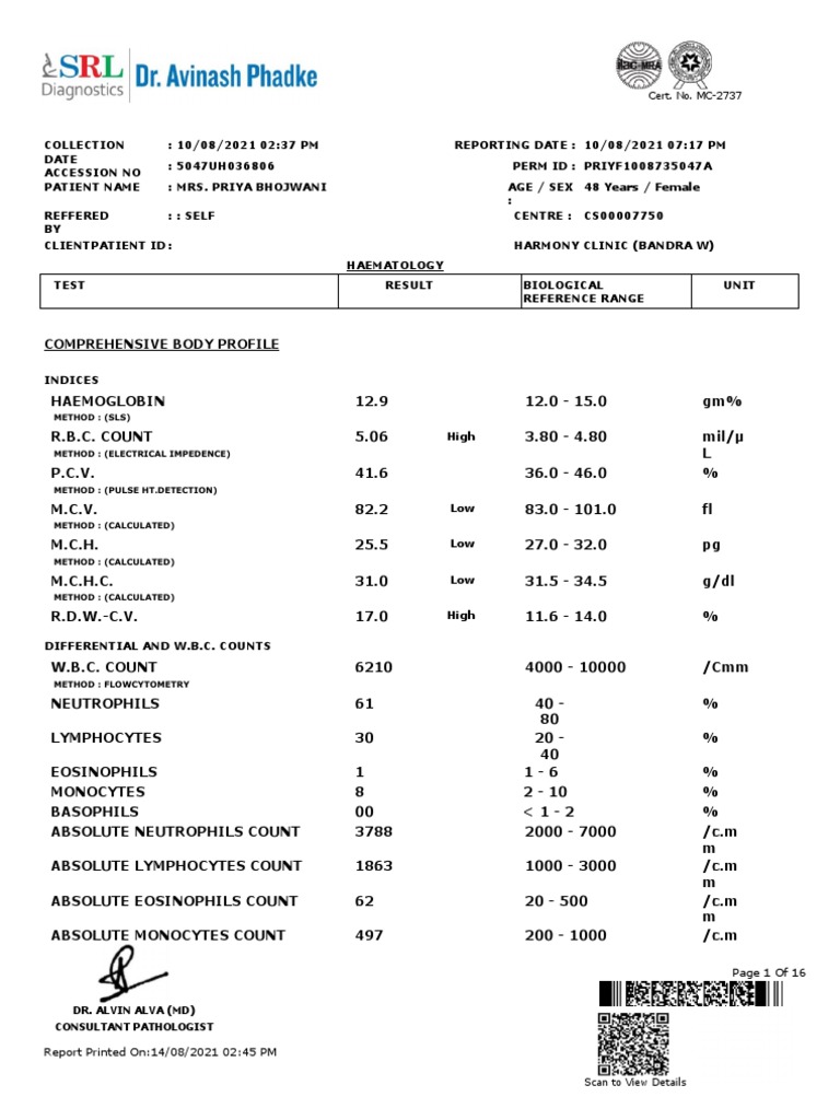 Comprehensive Body Profile: Method: (SLS) | PDF | Glycated Hemoglobin ...