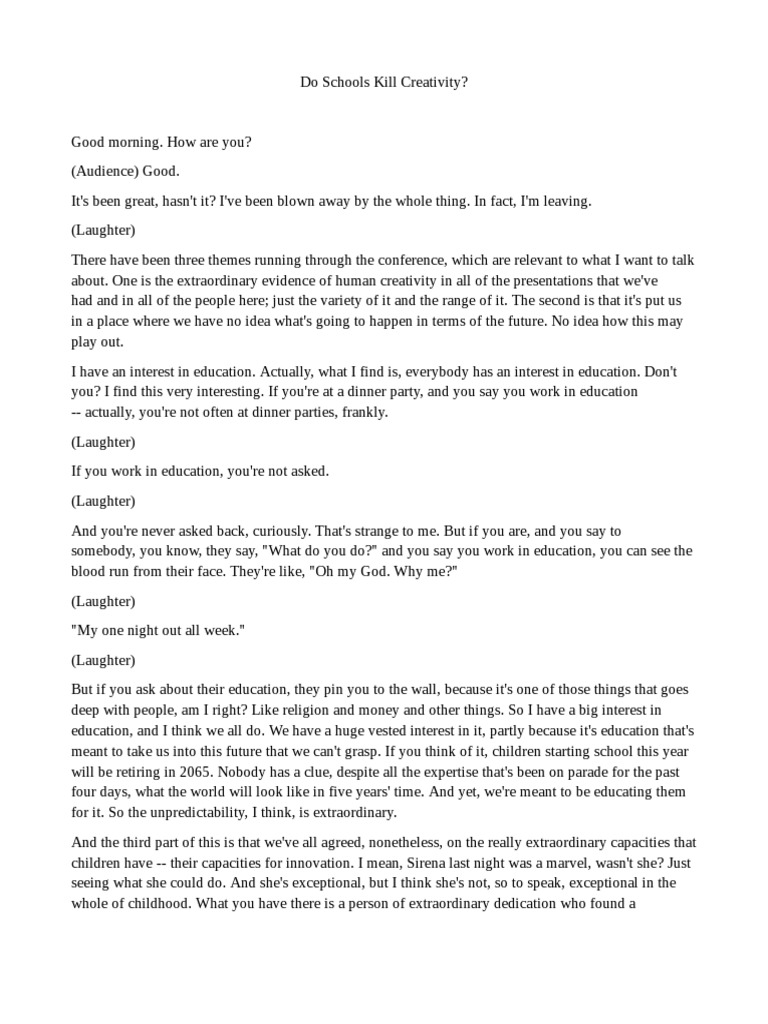 Do Schools Kill Creativity | PDF