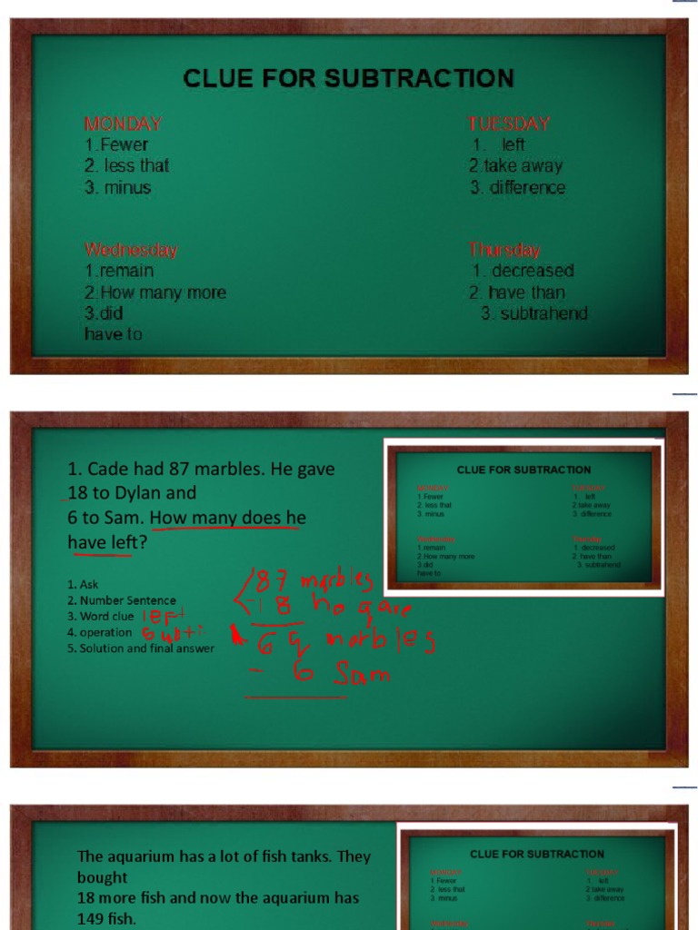 Subtraction Problem | PDF | Cooking, Food & Wine | Home & Garden