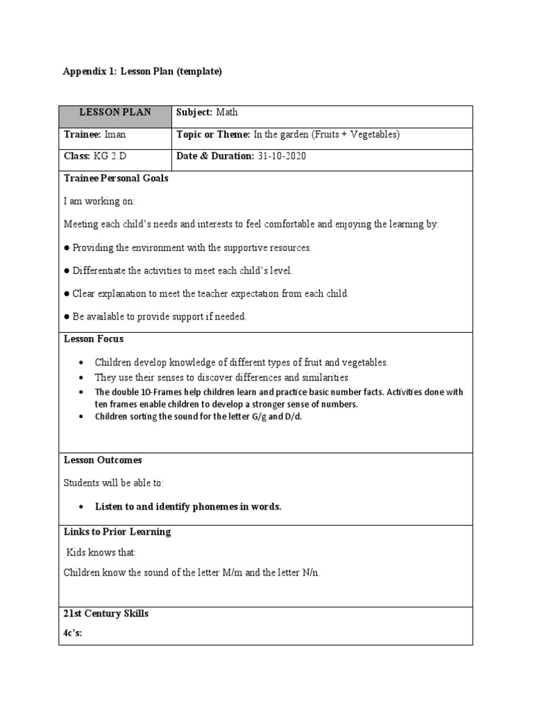Lesson Plan 11 | PDF | Lesson Plan | Cognition