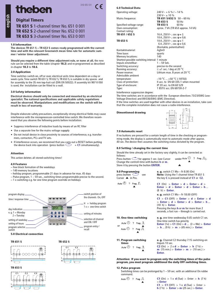 Theben TR 652 S Timer | PDF | Electromagnetic Interference | Switch