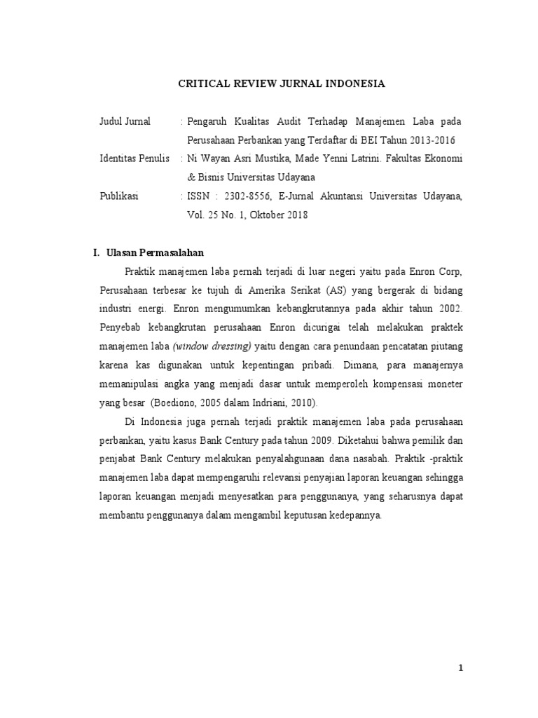 Critical Review Jurnal Indonesia | PDF