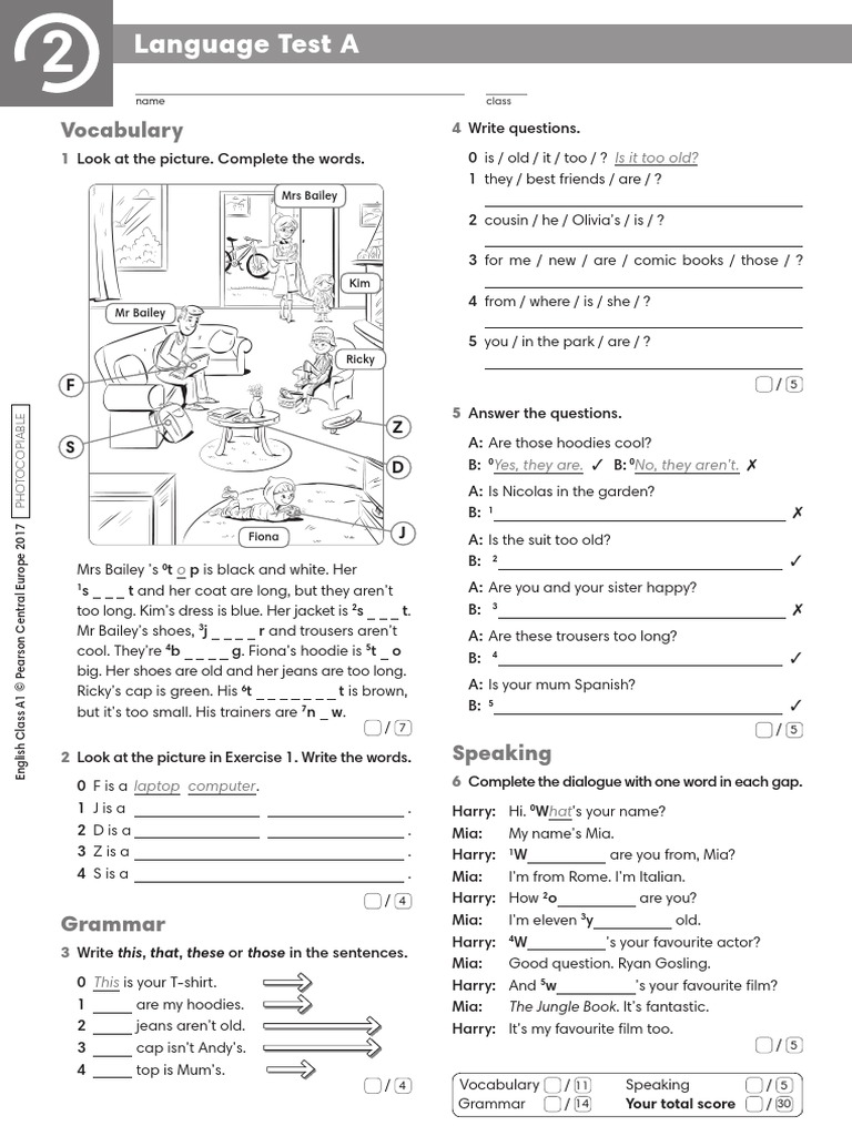 ECA1 - Tests - Language Test 2A | PDF | Communication | Linguistics