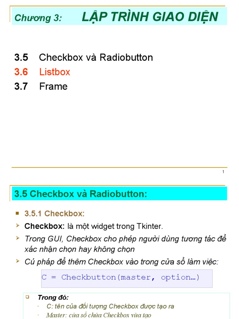Chuong 3 Python Checkbox Listbox Frame Pdf