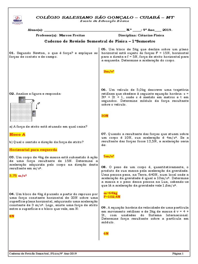 Fis Exp 9 Marcos | PDF | Massa | Força