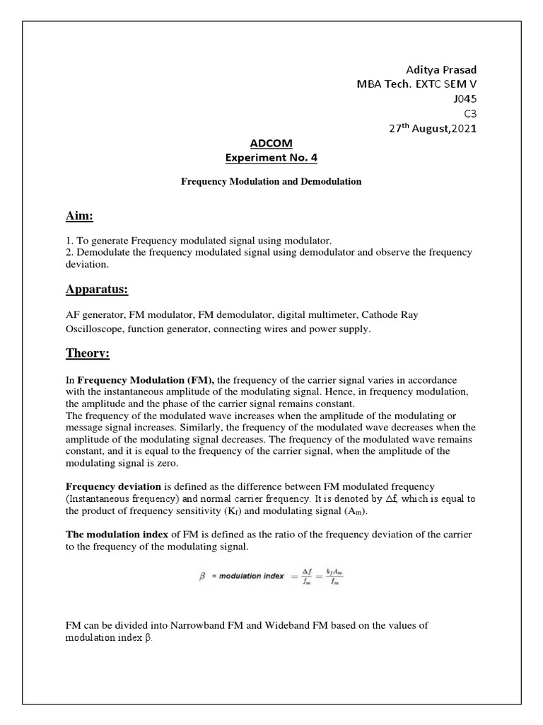Adcom Experiment No. 4: Aditya Prasad Mba Tech. Extc Sem V J045 C3 27 ...