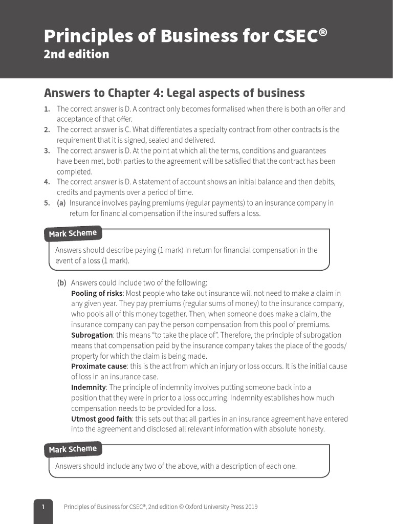 Principles of Business For CSEC®: 2nd Edition | PDF | Insurance | Indemnity