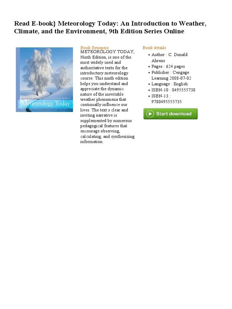 Read E-Book) Meteorology Today: An Introduction To Weather, Climate ...