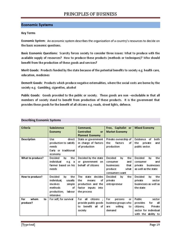 Economic Systems Notes | PDF | Economic System | Economics