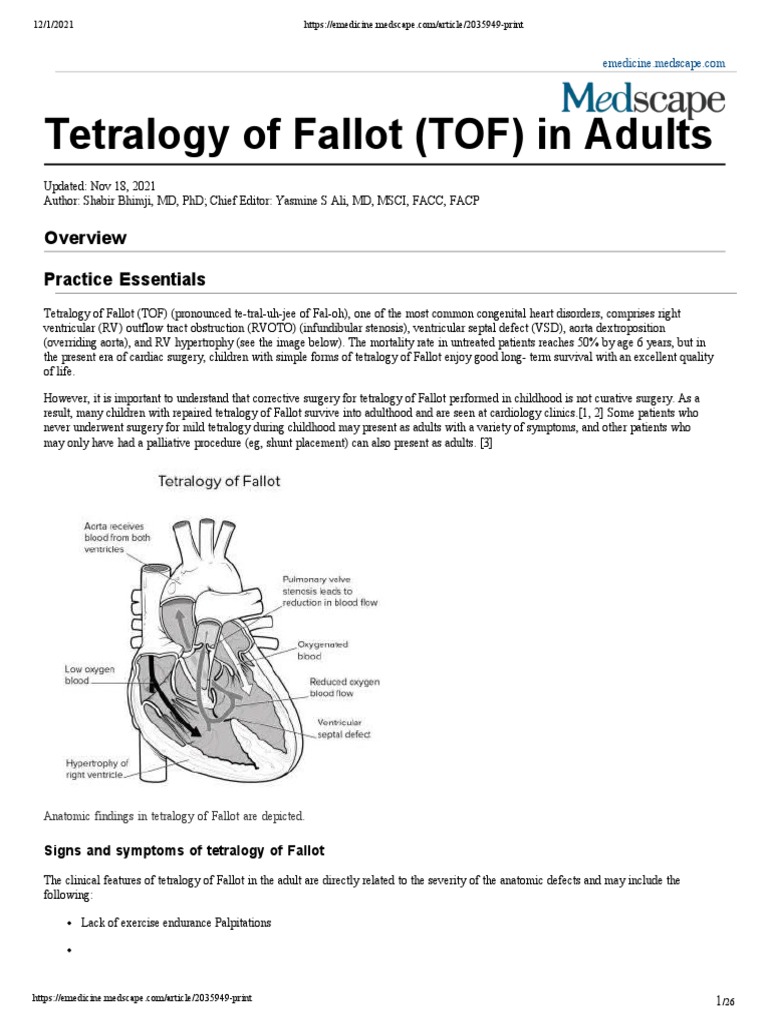 TOF in Adult | PDF | Congenital Heart Defect | Cardiology