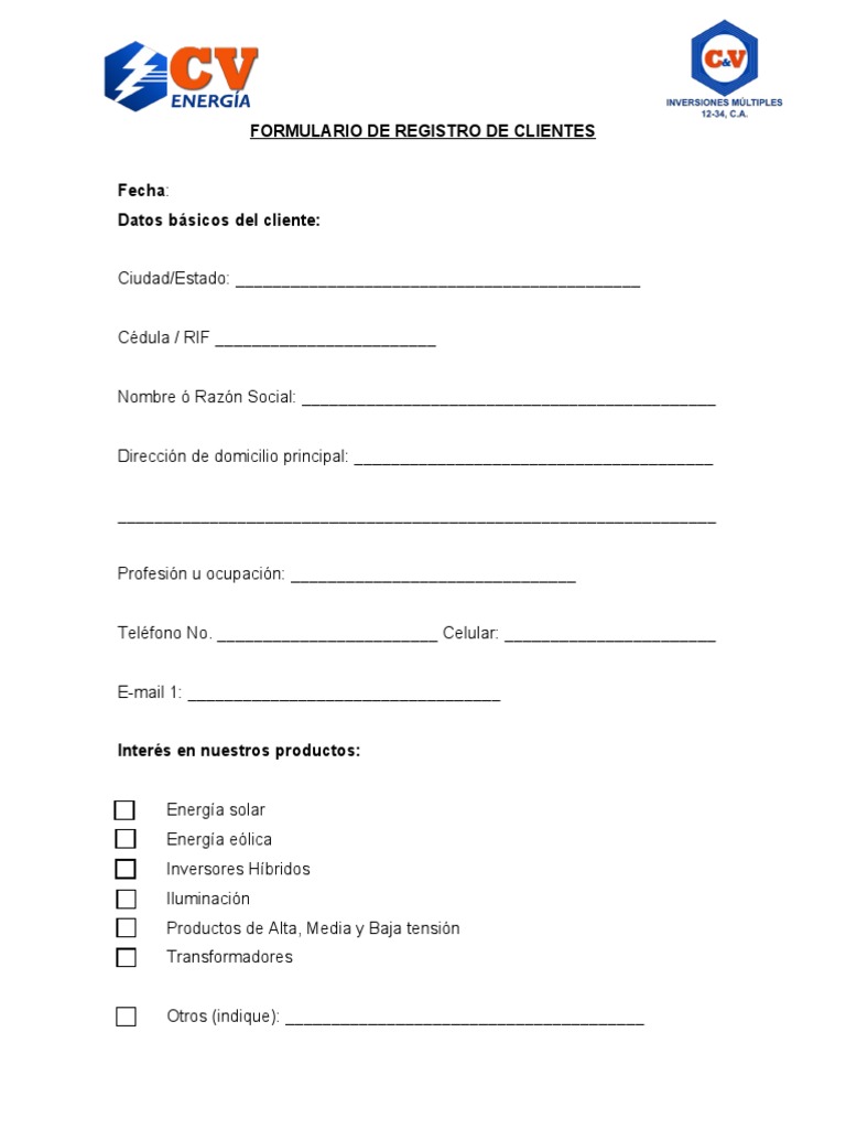 Formulario de Registro de Clientes | PDF