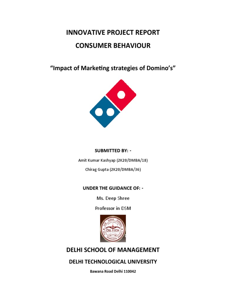 Innovative Project Report Consumer Behaviour: "Impact of Marketing ...