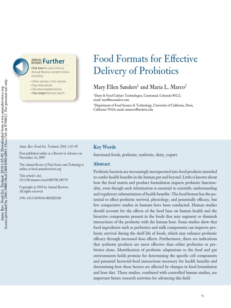 Efective Delivery of Probiotics | PDF | Probiotic | Diarrhea