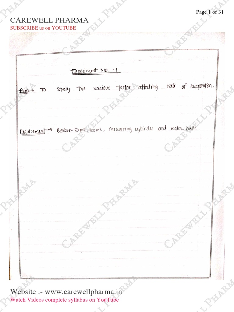 Pharmaceutical Engineering I Practical Carewell Pharma | PDF | You Tube