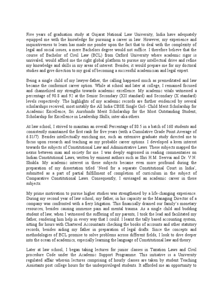 Sample LLM Sop | PDF | Bachelor's Degree | Justice