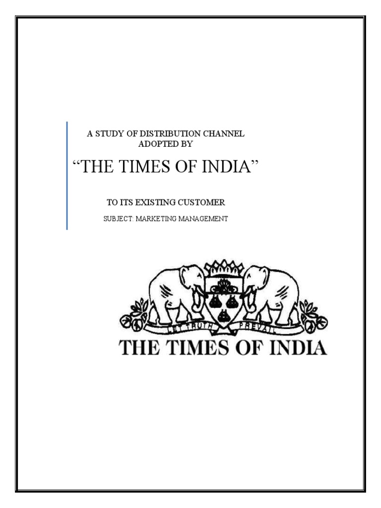 "The Times of India": A Study of Distribution Channel Adopted by | PDF ...