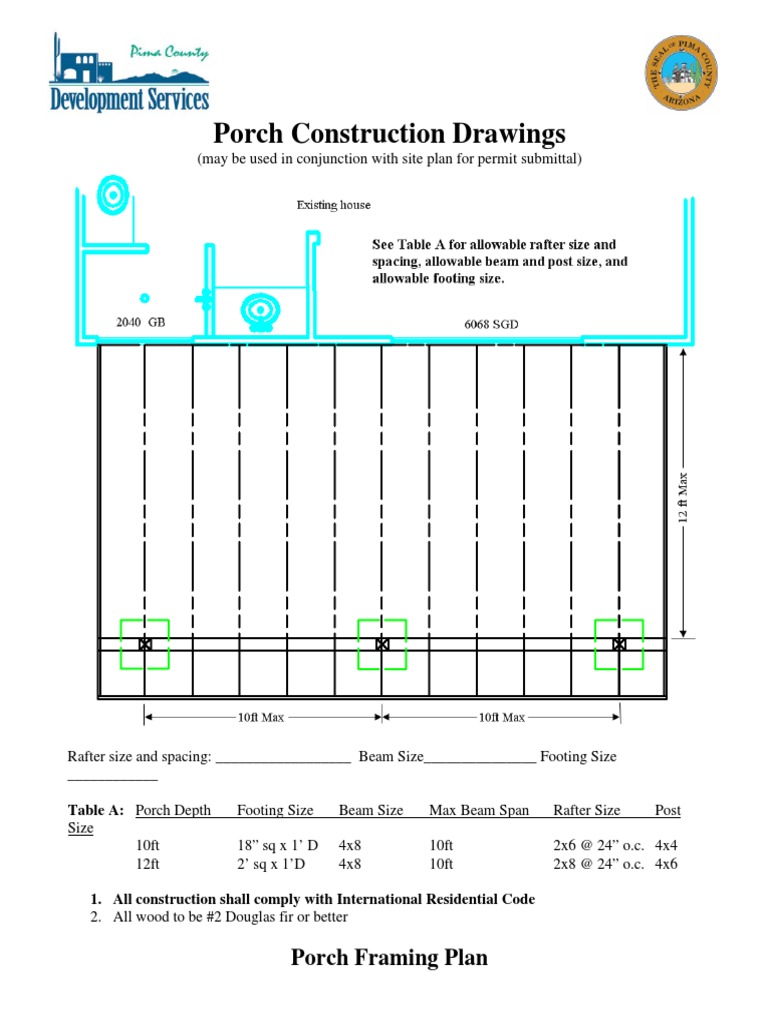 Porch Construction | PDF | Framing (Construction) | Building Technology