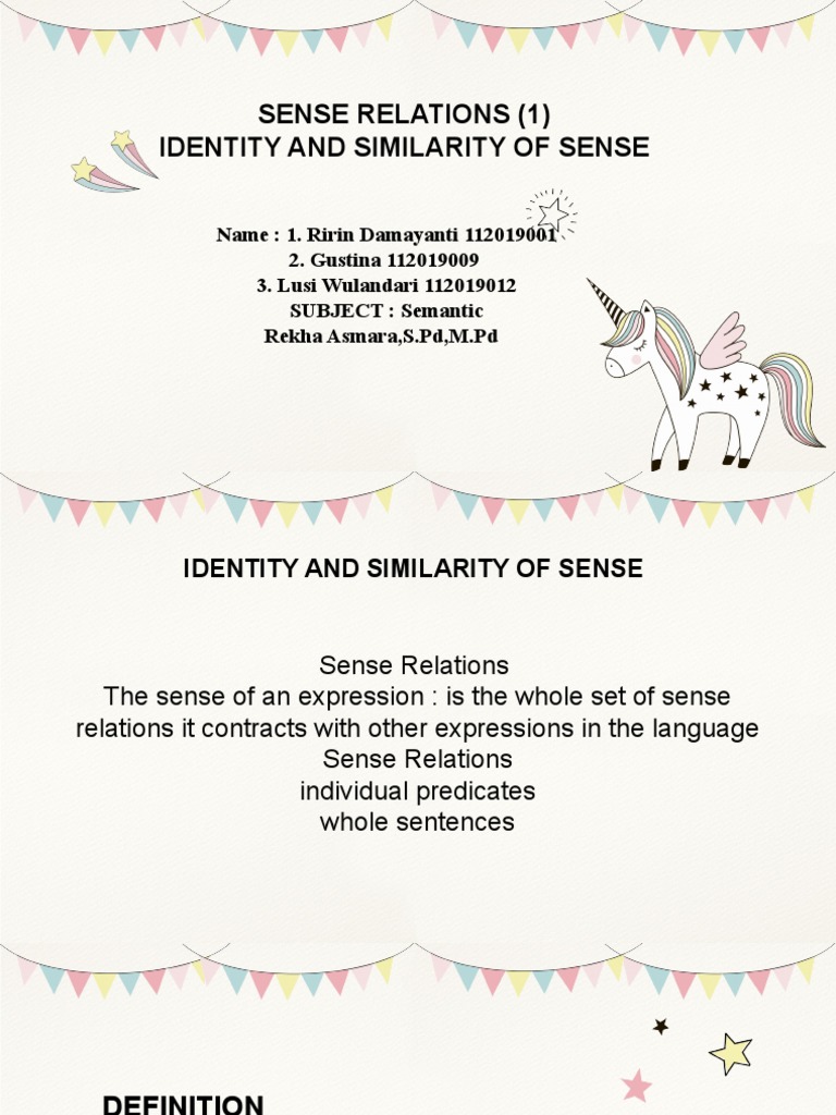 Sense Relations (1) Identity and Similarity of Sense | PDF ...