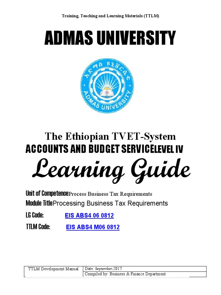 Admas University: Learning Guide | PDF | Expense | Tax Deduction