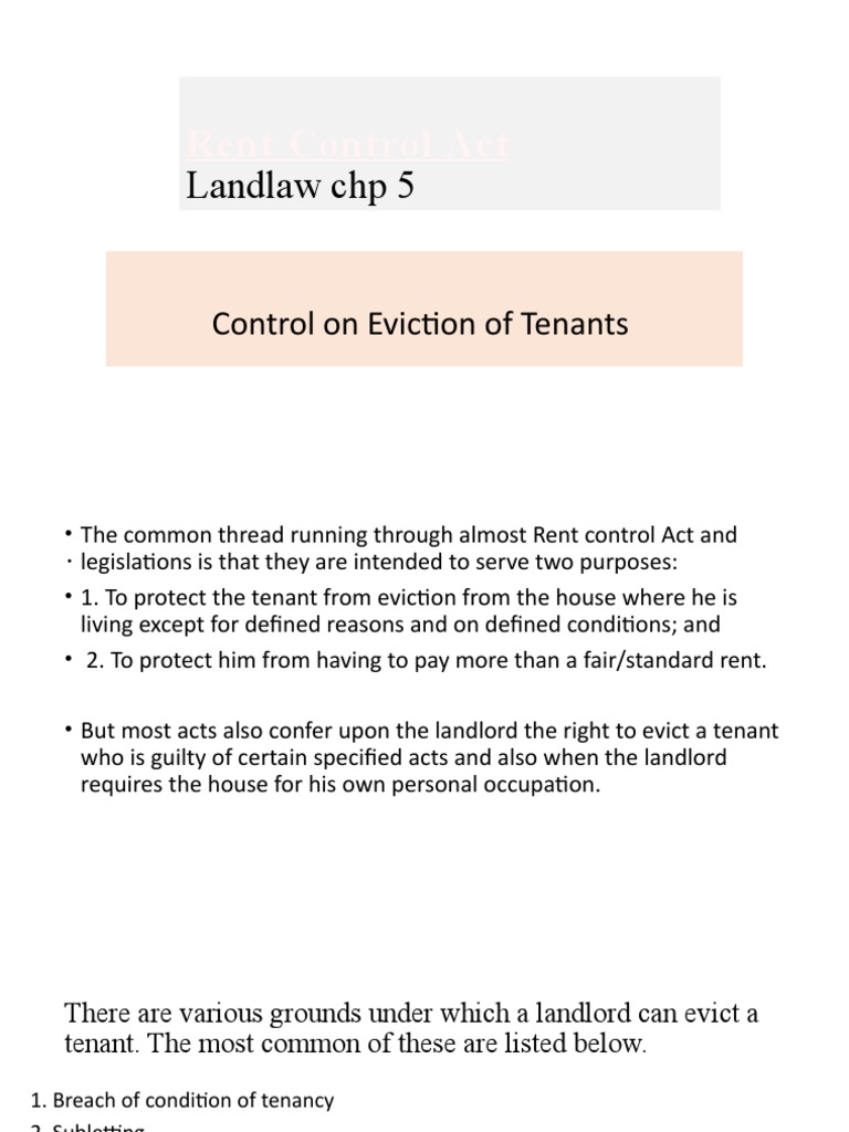 Rent Control Act: Landlaw CHP 5 | PDF | Leasehold Estate | Lease
