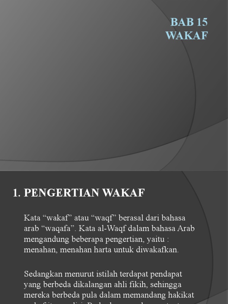 Bab 15 Fikih Wakaf | PDF