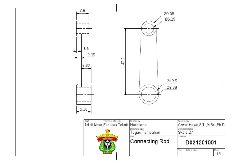 Connecting Rod 2D Drawing v4 | PDF