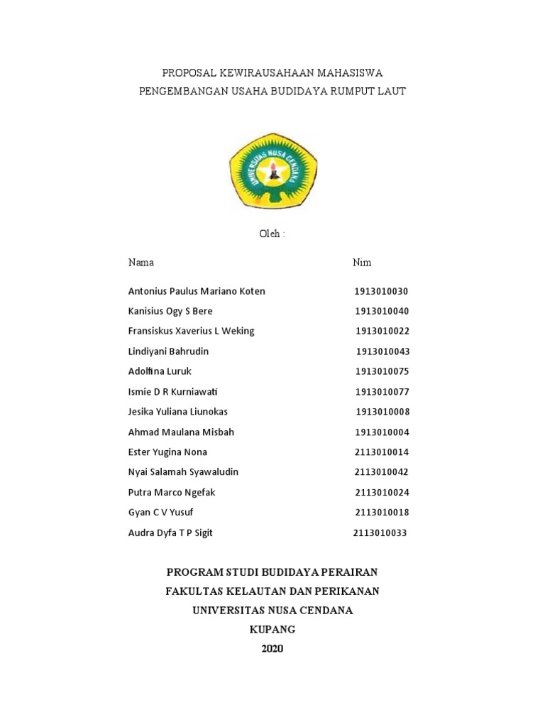 PROPOSAL Pengembangan Usaha Budidaya Rumput Laut BDP | PDF