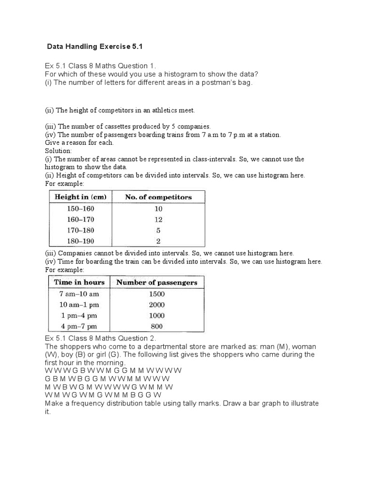 Data Handling Exercise 5 | PDF | Histogram