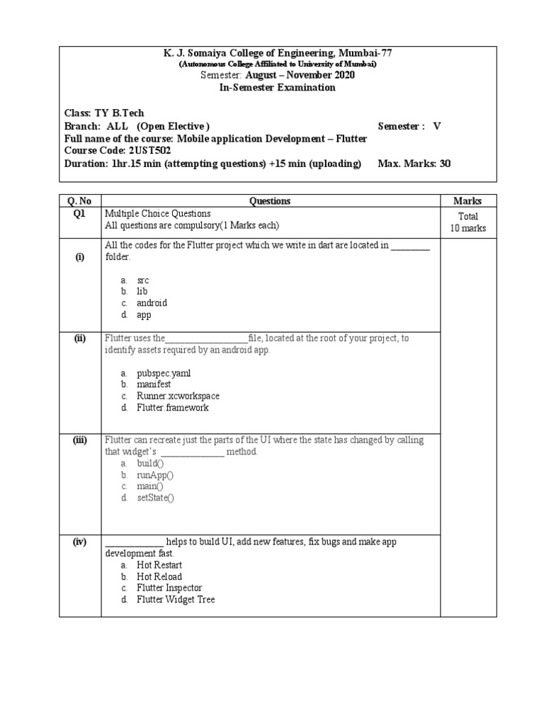 Ise - Mobile Application Development Flutter | PDF | Computer Science ...